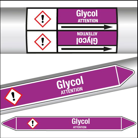Marqueurs de tuyauterie CLP texte Glycol | Signals