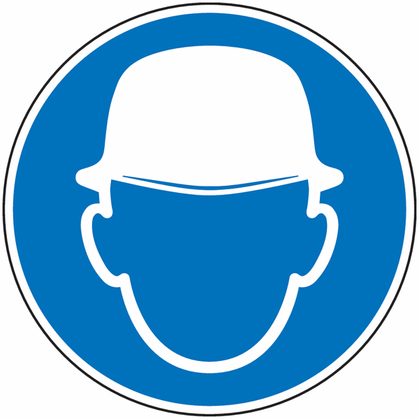 Panneau avec pictogramme port du casque obligatoire | Signals