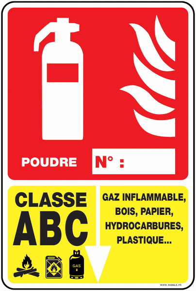 Panneau extincteur poudre classe ABC | Signals