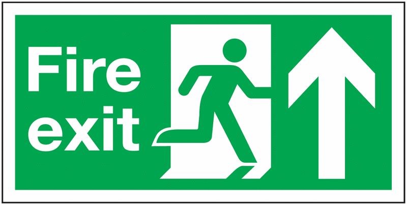 ISO 7010 Compliant Fire Exit Running Man & Arrow Up Sign | Seton