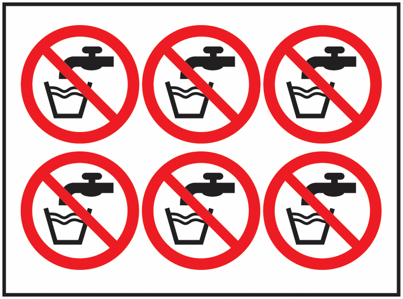 Not Drinking Water Symbol Sheet of Vinyl Labels | Seton