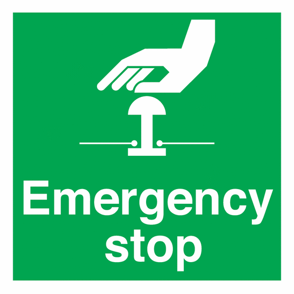 10-Pack Emergency Stop Vinyl Sign - Safety Labels | Seton