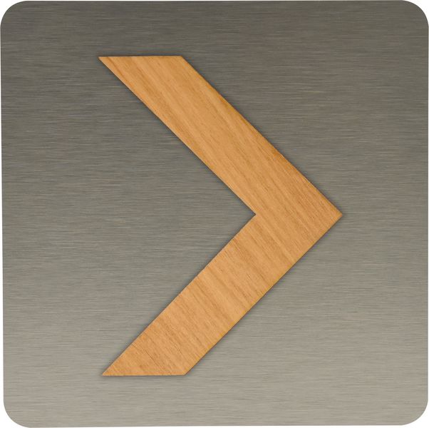 Plaque de porte en alu brossé et bois Flèche | Signals
