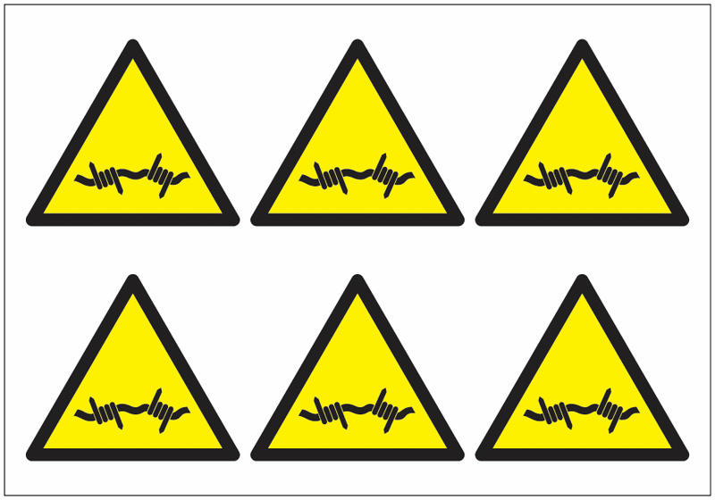 Barbed Wire Symbol Sheet of Vinyl Labels | Seton