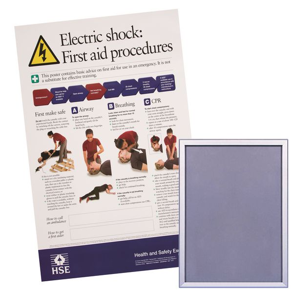 Snap Frame & HSE First Aid For Electric Shock Poster Bundle | Seton