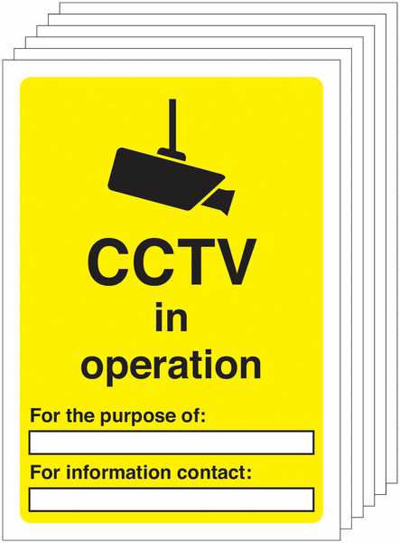 6-Pack CCTV In Operation Write On Signs | Seton