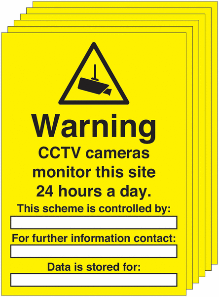 6-Pack Warning CCTV Cameras Monitor This Site Write On Signs | Seton