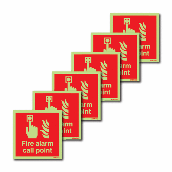 6-Pack Xtra-Glo Fire Alarm Call Point Signs | Seton