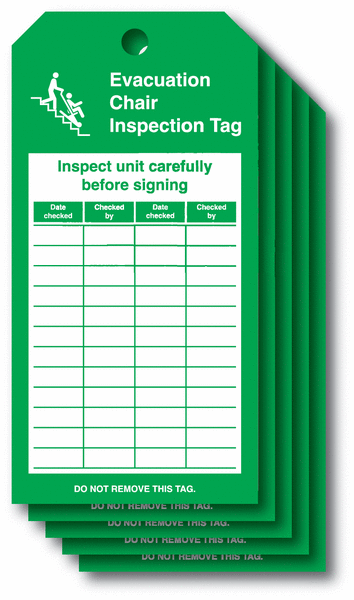 Evacuation Chair Inspection Tags. Stay Compliant Stay Safe | Seton