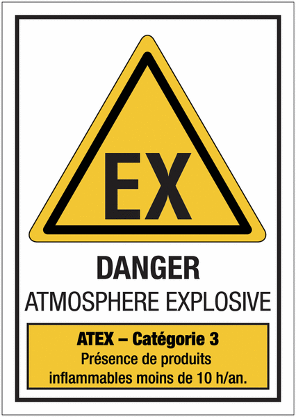 Panneau ATEX - Danger Atmosphère explosive - Catégorie 3 | Seton