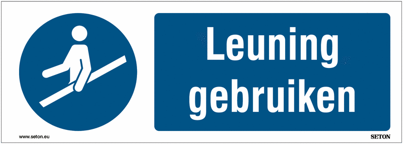 Horizontale gebodsborden en -stickers ISO 7010 - Leuning gebruiken ...