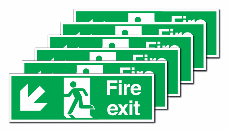 Fire Exit Running Man/Left Diagonal Down Arrow Signs | Seton