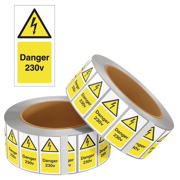Danger 230 Volts - Vinyl Safety Labels On-a-Roll | Seton