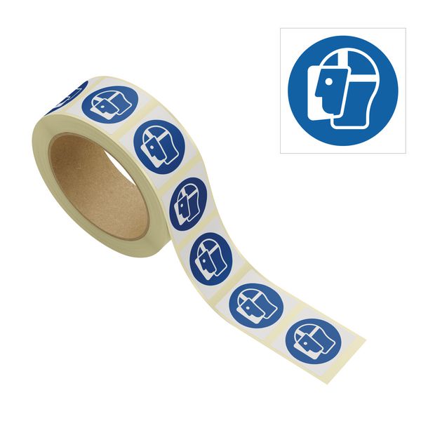 Face Shield Symbol - Vinyl Safety Labels On-a-Roll | Seton