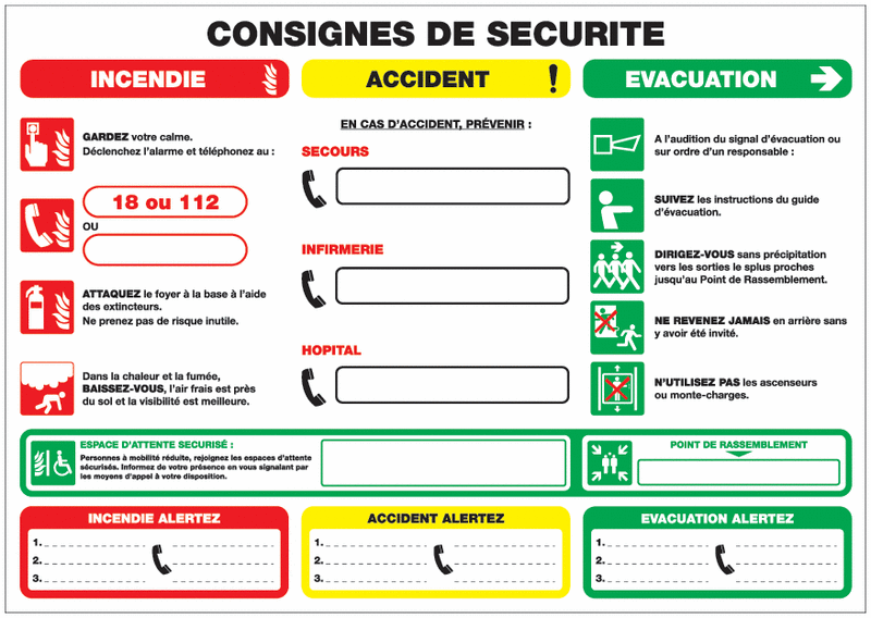 Panneau consignes de sécurité multilingue FR/EN/ES/DE | Seton