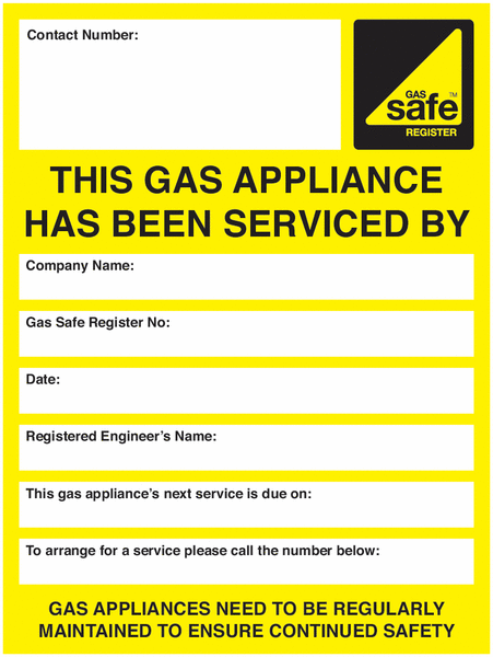 Gas Appliance Serviced By Labels | Seton