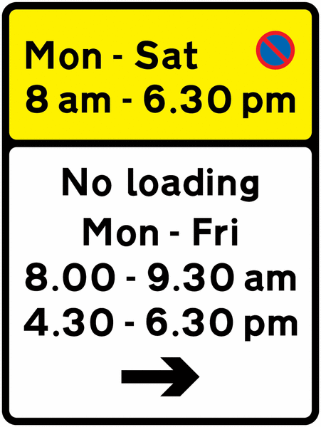 Traffic Signs Waiting and Loading Between Times Shown | Seton