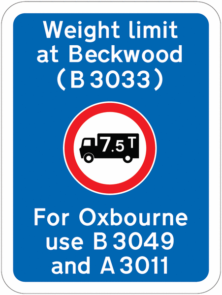 Traffic Signs - Weight Limit At Beckwood - 7.5 Tonnes | Seton