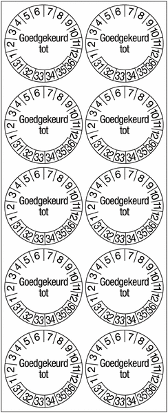 Ronde keuringsstickers met tekst ToughWash® - Goedgekeurd tot | Seton