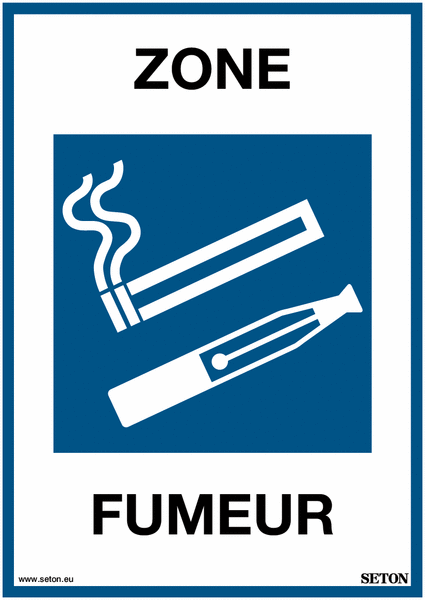 Panneau d'information avec texte - Zone fumeur | Seton