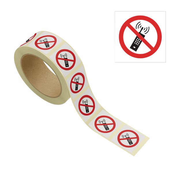 No Mobile Phones Symbol Vinyl Safety Labels On-a-Roll | Seton