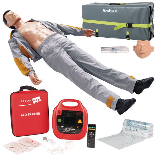 Pack mannequin de secourisme Ambu Man B + défibrillateur de formation AED Securimed | Securimed