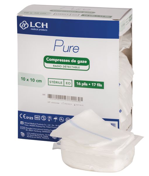 Compresse de gaze stérile radiodétectable 10 x 10 cm | Securimed