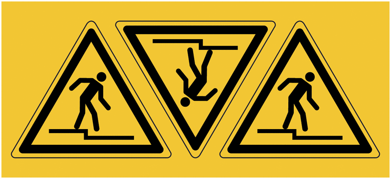 Pictogrammen valgevaar, struikelgevaar, doorvalgevaar | Seton