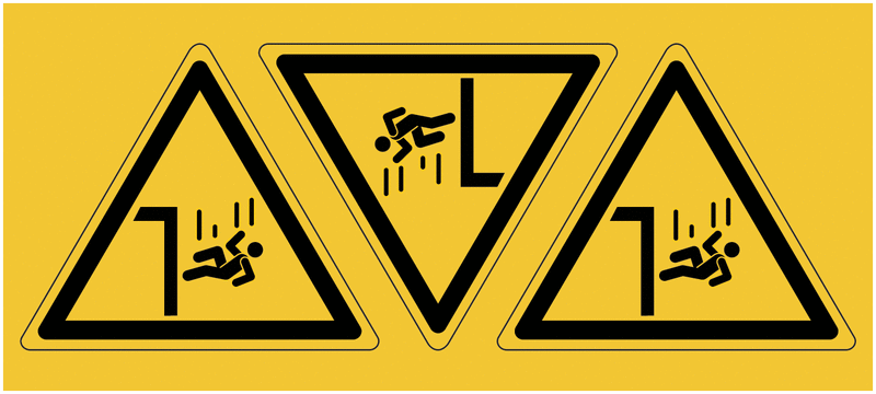 Pictogrammen valgevaar, struikelgevaar, doorvalgevaar | Seton