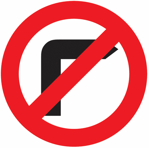 No Right Turn Symbol White/Red/Black Circle Traffic Sign | Seton