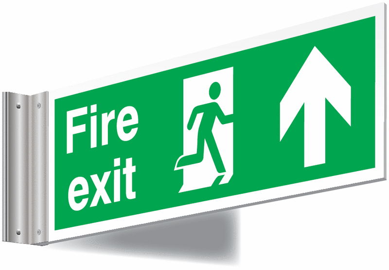 Fire Exit Running Man/Arrow Up Corridor Sign | Seton