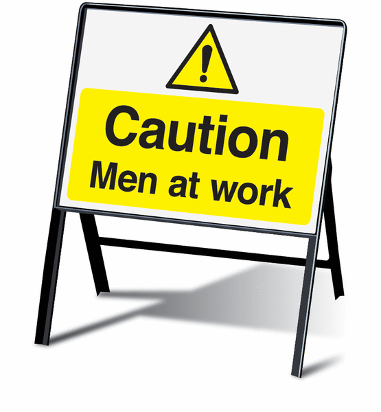 Caution Men At Work Stanchion Sign | Seton