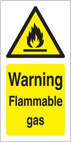Warning Flammable Gas Vinyl Safety Labels On-a-Roll | Seton