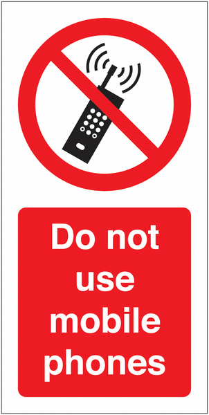 Do Not Use Mobile Phones Vinyl Safety Labels On-a-Roll | Seton