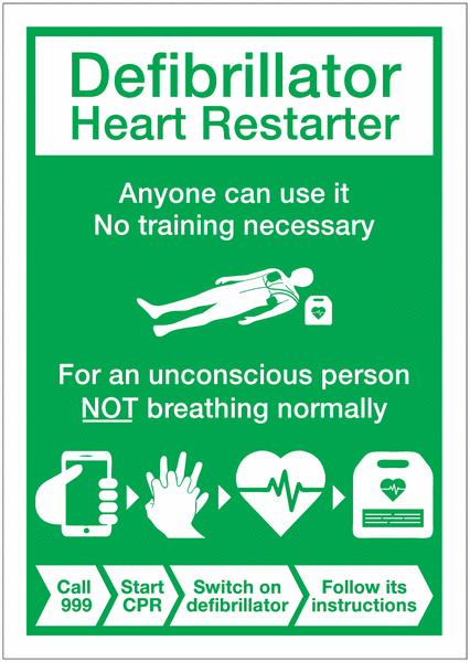 Defibrillator User Guide Signs | Seton