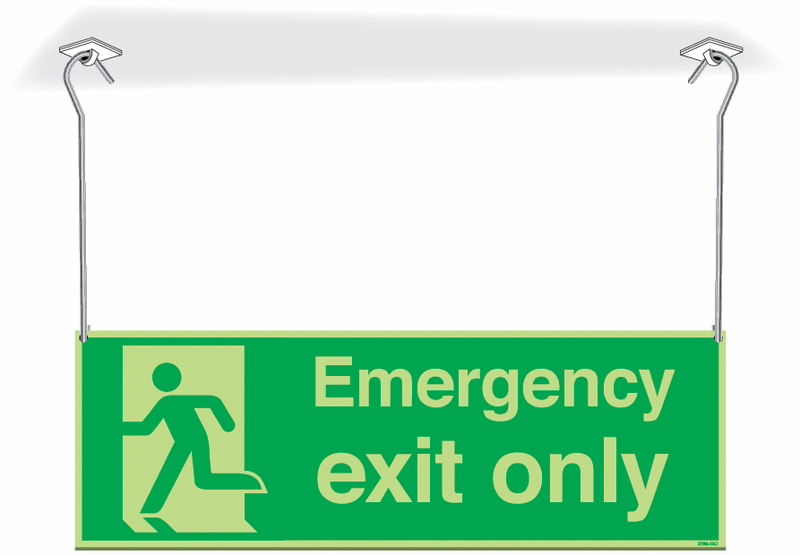 Xtra-Glo Double-sided Emergency Exit Only Hanging Signs | Seton
