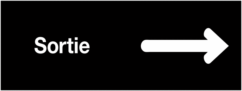 Plaques signalétiques colorées adhésives "Flèche à droite - Sortie" | Seton