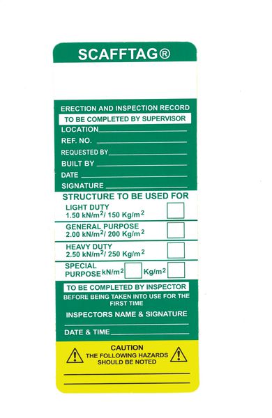 Scafftag® Standard Inspection Inserts | Seton