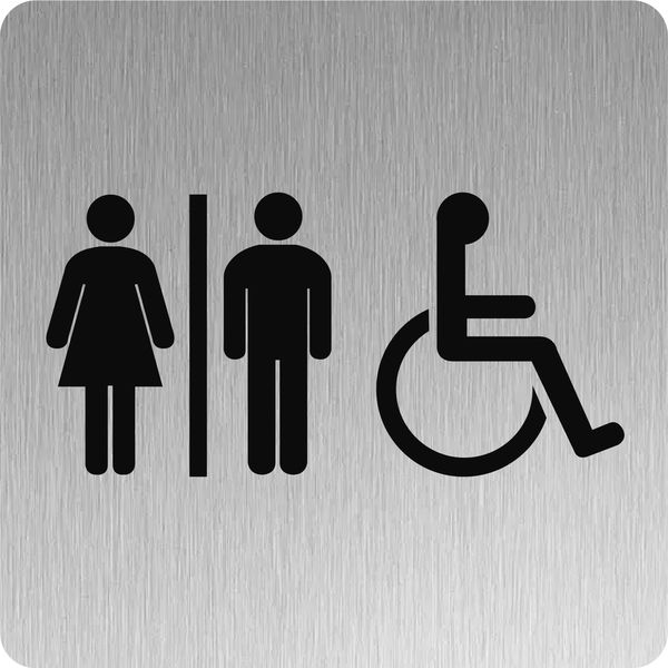 Signalétique alu brossé Toilettes homme/femme/handicapé | Signals
