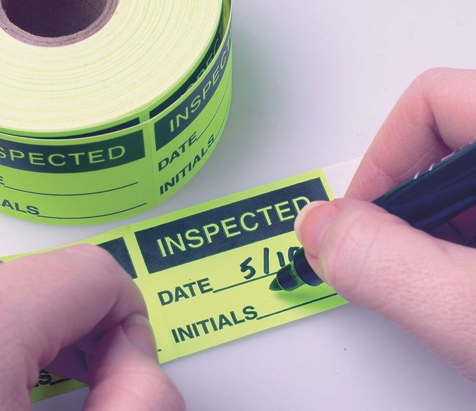 Inspected Date/Initials Fluorescent Write-On Labels | Seton