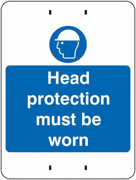 Head Protection Must Be Worn Temp Post-mounted Sign | Seton
