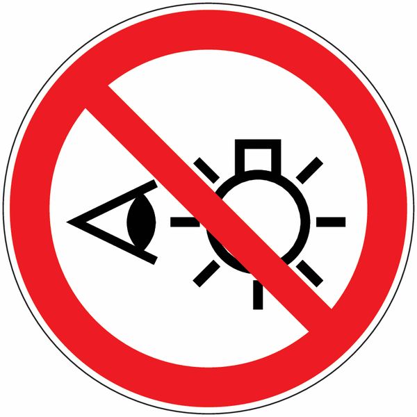 Panneau ne regardez pas la source de lumière | Signals