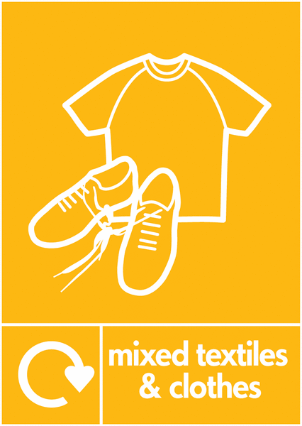 Mixed Textiles & Clothes Wrap Textile Recycling Signs | Seton