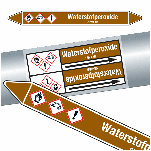 Leidingmerkers CLP "Waterstofperoxide" (Ontvlambare vloeistoffen) | Seton