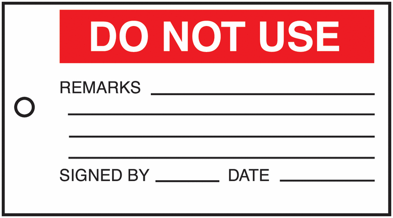 Do Not Use/Remarks/Signed By/Date Material Control Tags | Seton