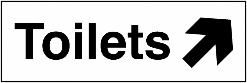 Toilets Up Right Arrow Washroom Signs 100x300 mm -Single | Seton