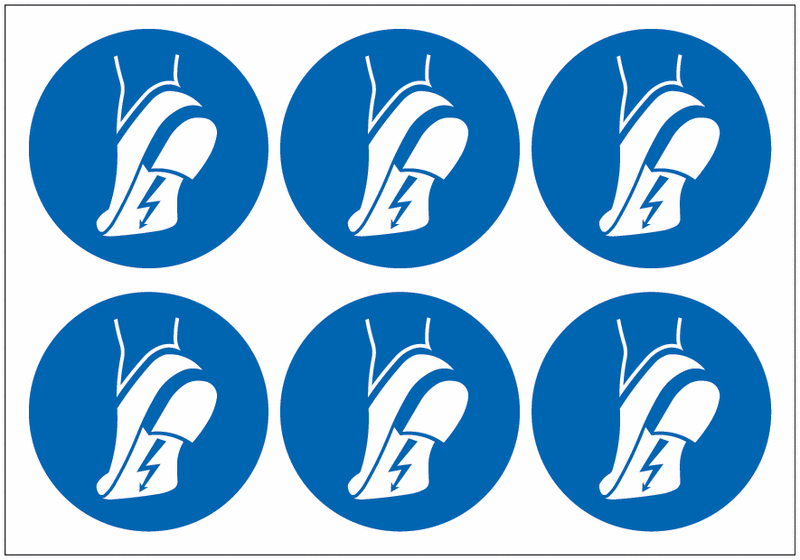 Wear Anti Static Footwear Symbol Sheet of Vinyl Labels | Seton