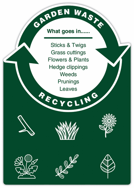 Garden Waste - WRAP Cut-out Recycling Signs | Seton