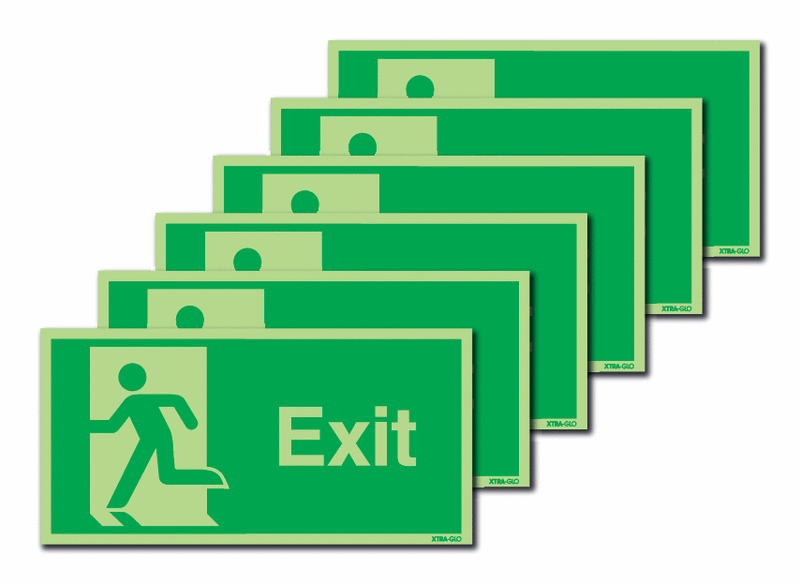6-Pack Xtra-Glo Exit Running Man Left Signs | Seton
