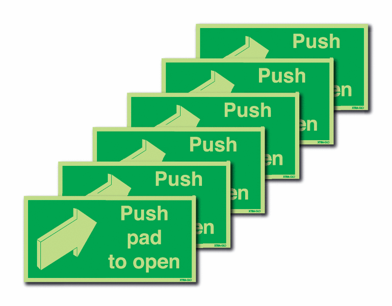 6-Pack Xtra-Glo Push Pad To Open Signs | Seton